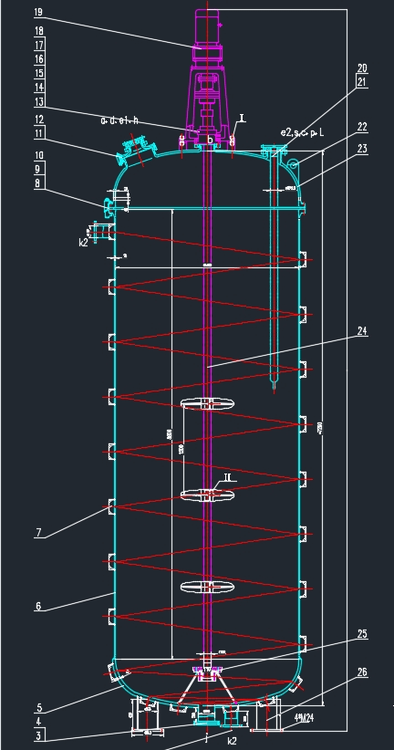 化工设备DN2400反应釜CAD装配图下载 - 作图吧