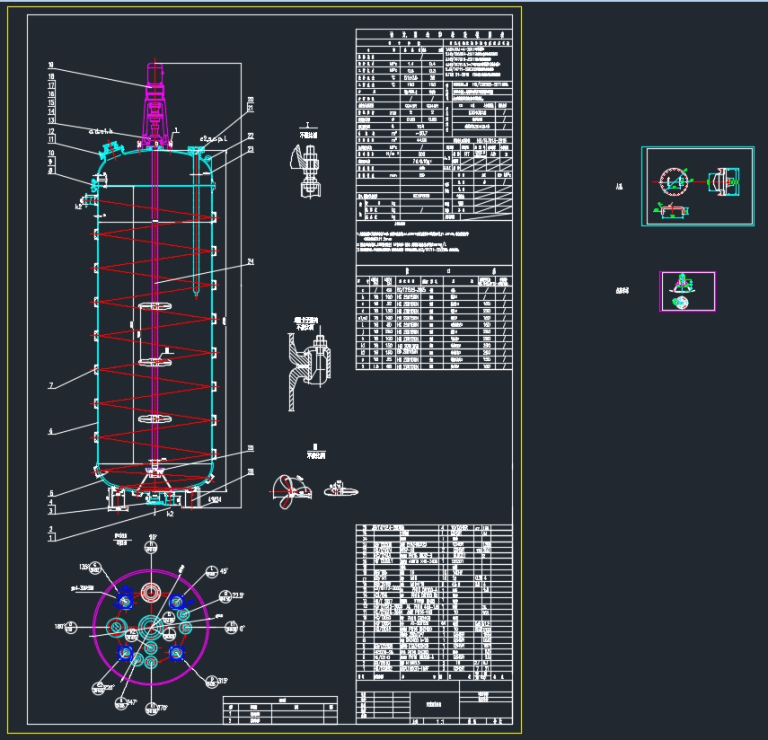 化工设备DN2400反应釜CAD装配图下载 - 作图吧