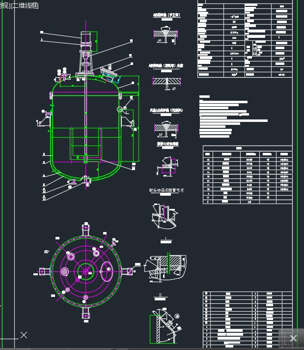 化工设备DN3000反应釜（酰化釜）CAD装配图下载 - 作图吧