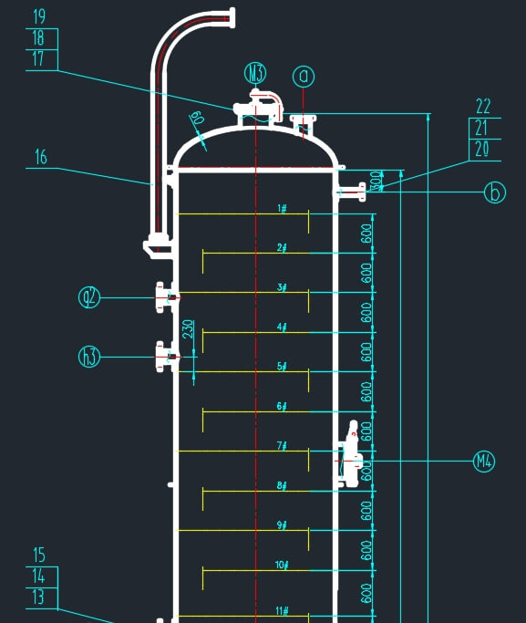 化工设备DN2400板式精馏塔CAD装配图下载 - 作图吧