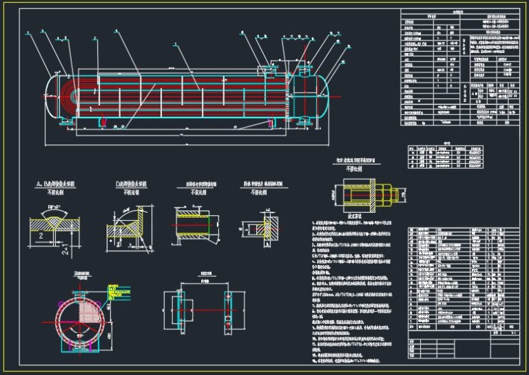 化工设备DN900双管程U型换热器CAD装配图下载 - 作图吧